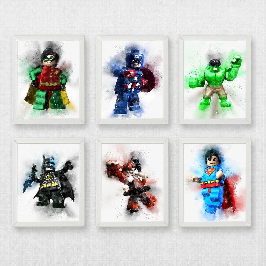 Superhero Watercolor Prints - Set of 6 - Handcrafted Wall Art, Set of ...