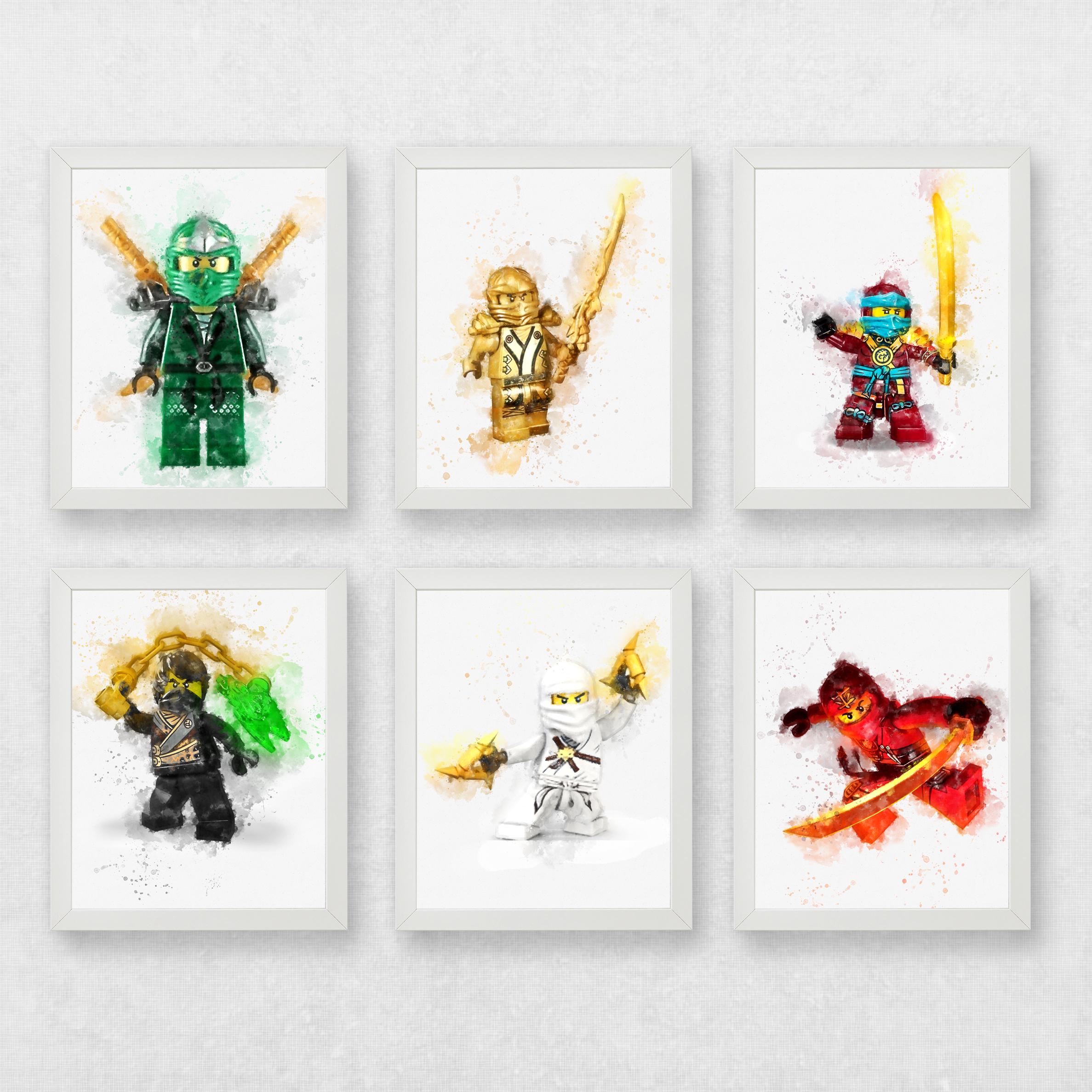 Ninja Watercolor Prints: Superhero Brick Men Wall Art (set of 6) - Etsy