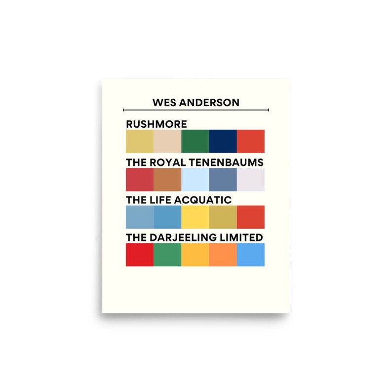 Wes Anderson Color Palette Poster - Etsy