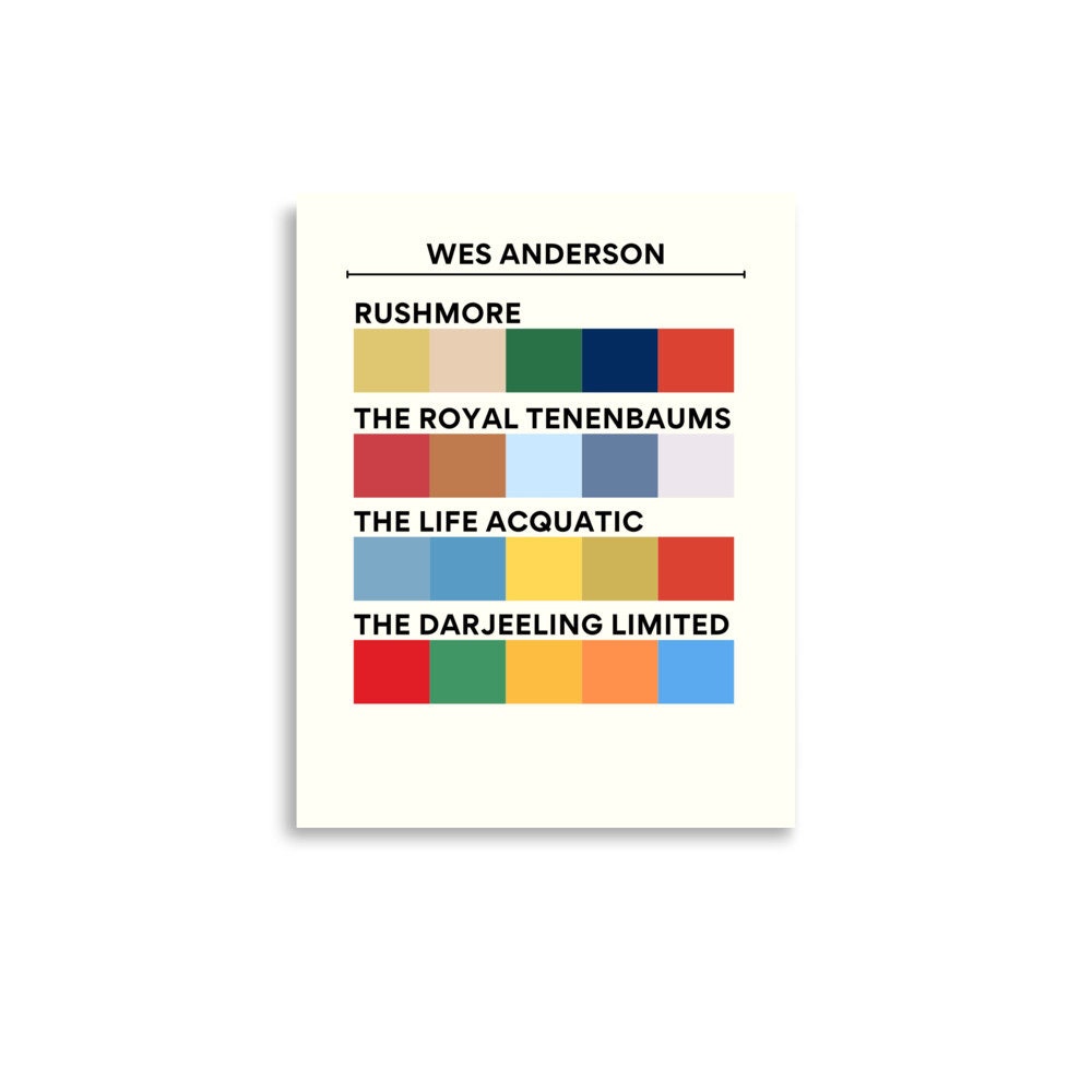 Wes Anderson Color Palette Poster - Etsy