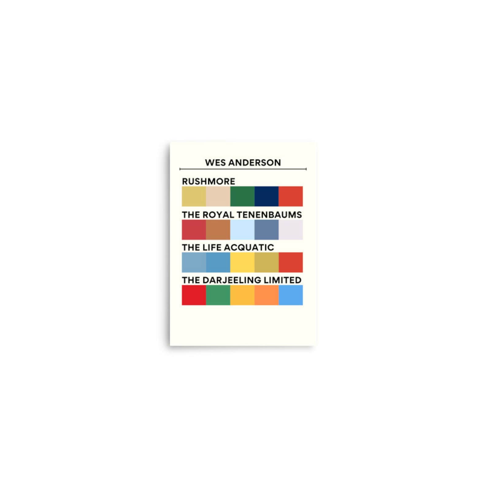 Wes Anderson Color Palette Poster - Etsy