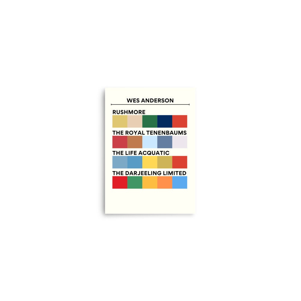 Wes Anderson Color Palette Poster - Etsy
