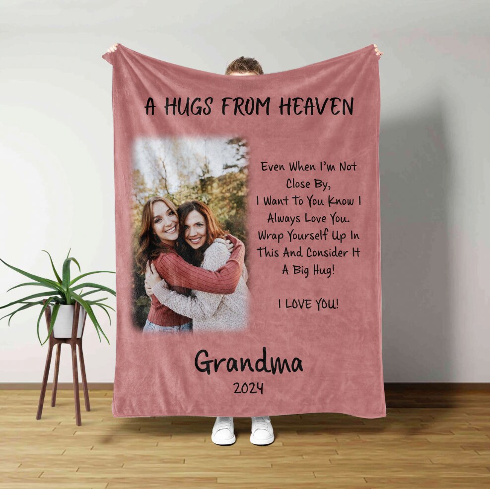 Personalized Memorial Blanket, A Hug From Heaven Blanket, Memorial ...