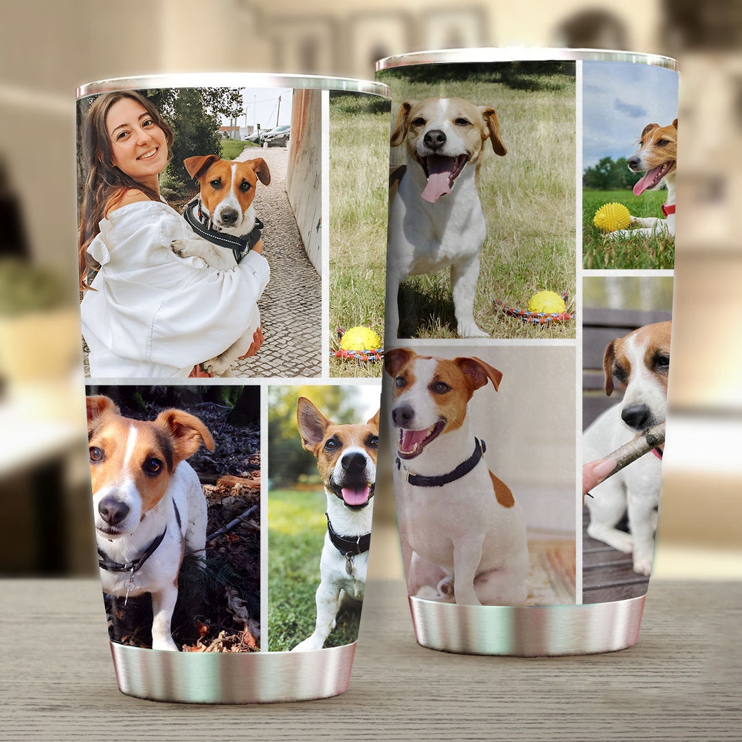 Custom Pet Photo Collage Tumbler, Memorial Gift, Personalized Dog Cat ...