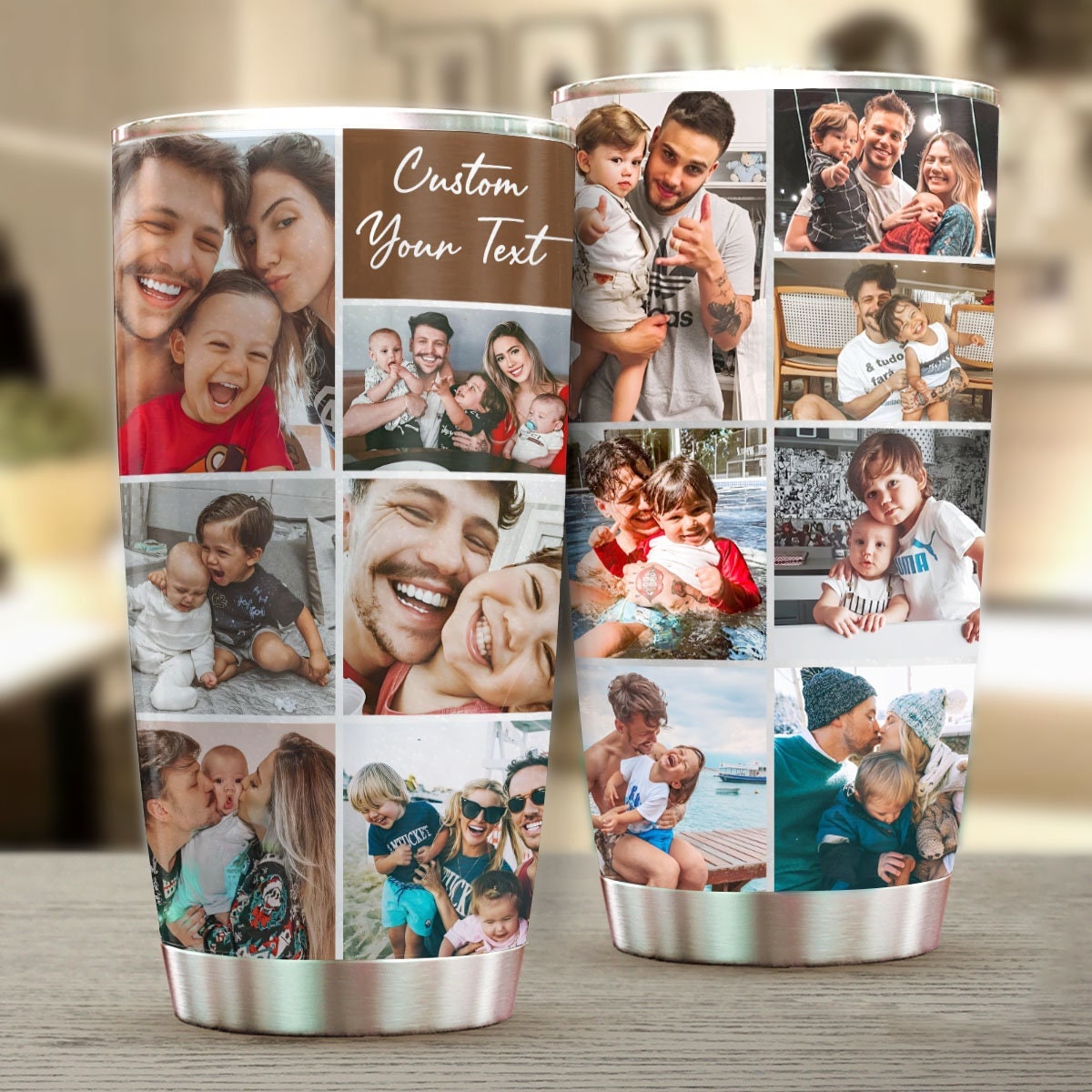 Custom Photo Collage Tumbler, Personalized Picture Family Gift Birthday ...