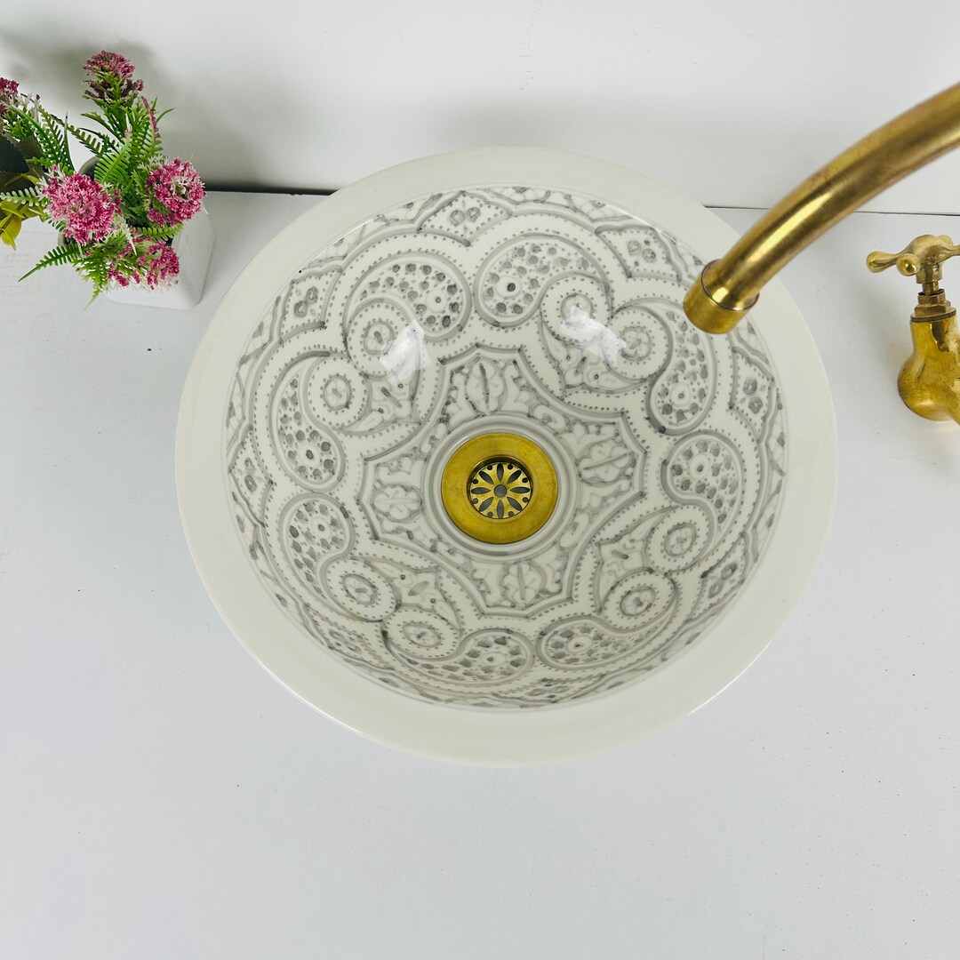 Handmade Moroccan Ceramic Sink: Hand-painted Vanity Basin - Etsy