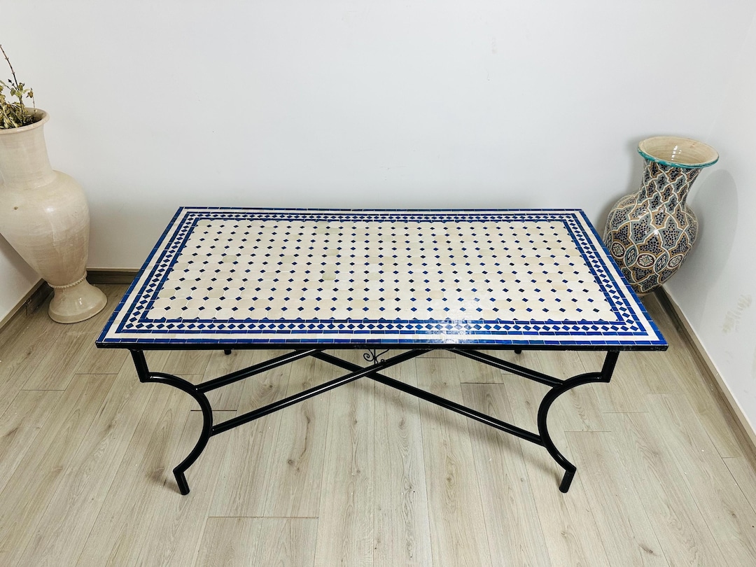 Amazing Large Dining Table Moorish Handcrafted Rectangular Mosaic Table ...