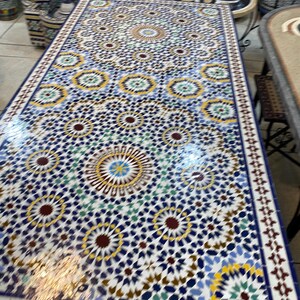 Handcrafted Rectangular Large Dining Mosaic Table Farmhouse Table for ...