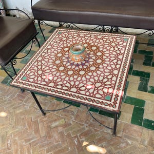 Complicated Brain Design Table, Moroccan Mosaic Table Solid for Indoor ...
