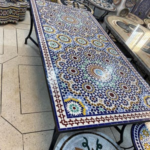 Handcrafted Rectangular Large Dining Mosaic Table Farmhouse Table for ...