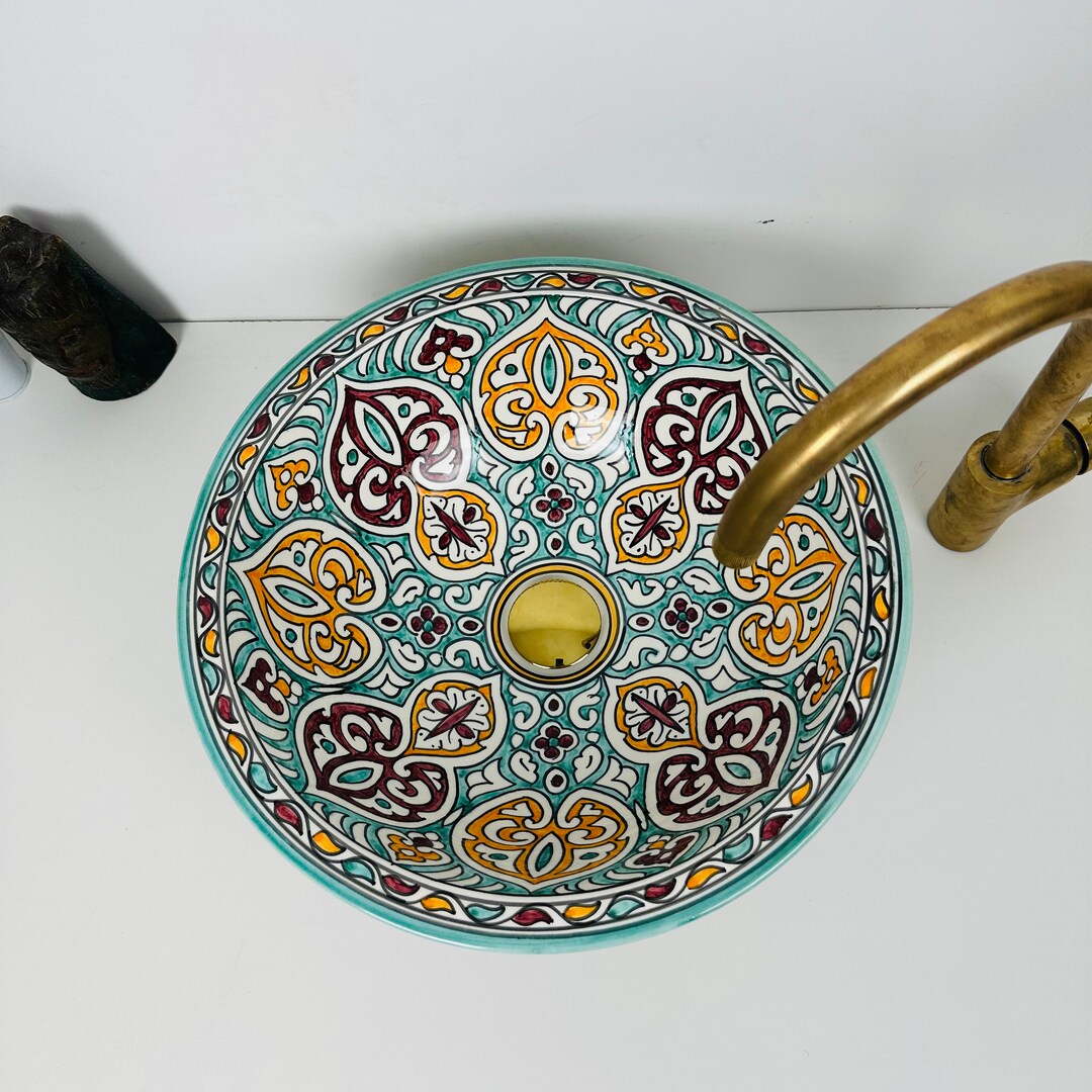 Handmade Moroccan Ceramic Sink: Hand-painted Bathroom Basin - Etsy