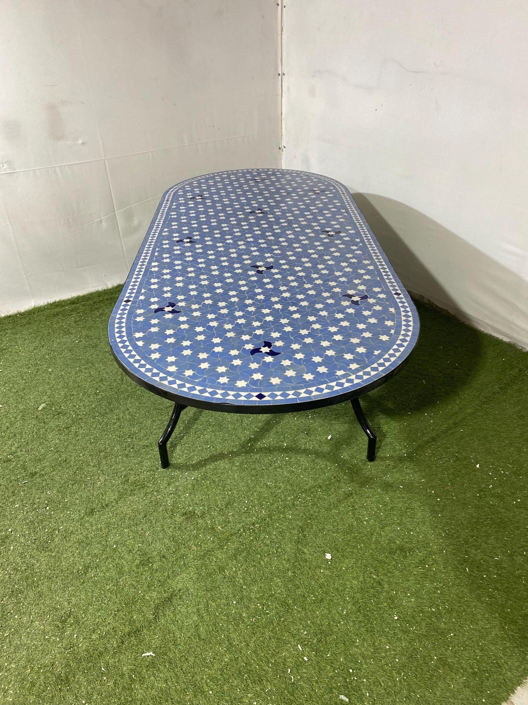 Handcrafted Moroccan Mosaic Table: Stars Oval Patio Decor - Etsy