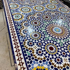 Handcrafted Rectangular Large Dining Mosaic Table Farmhouse Table for ...