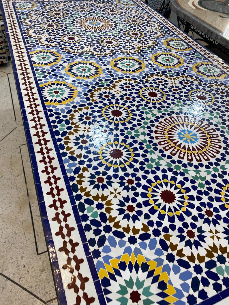 Handcrafted Rectangular Large Dining Mosaic Table Farmhouse Table for ...