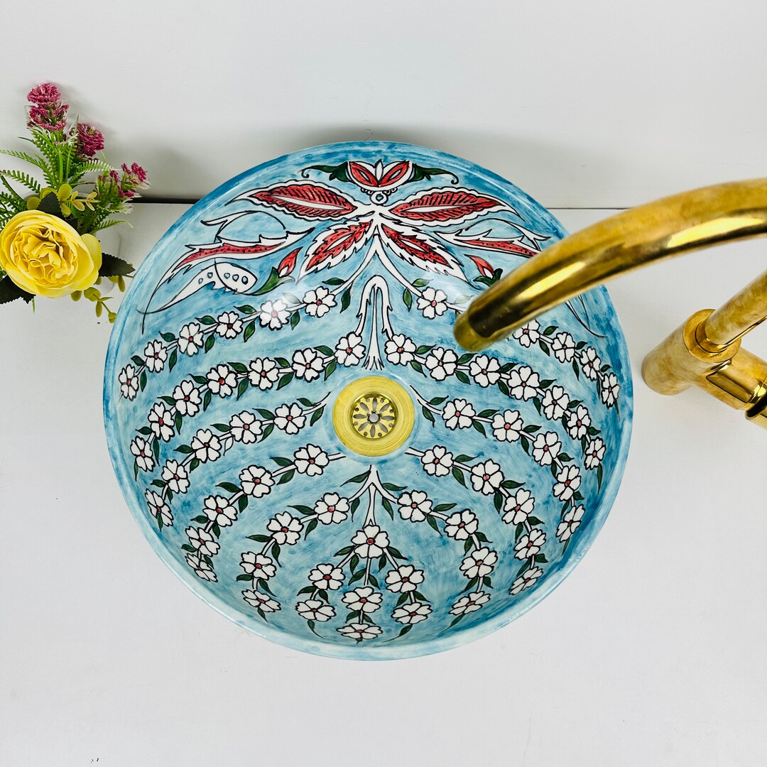 Hand-painted Moroccan Ceramic Sink: Bathroom Vanity Basin - Etsy