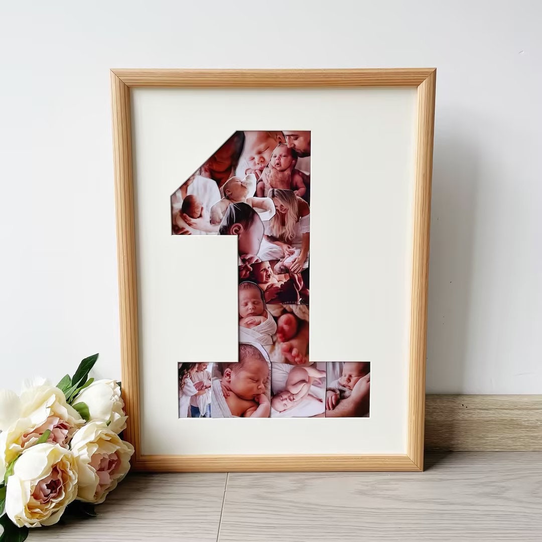 Custom Birthday Number Photo Collage Frame, Birthday Gift for Kids ...