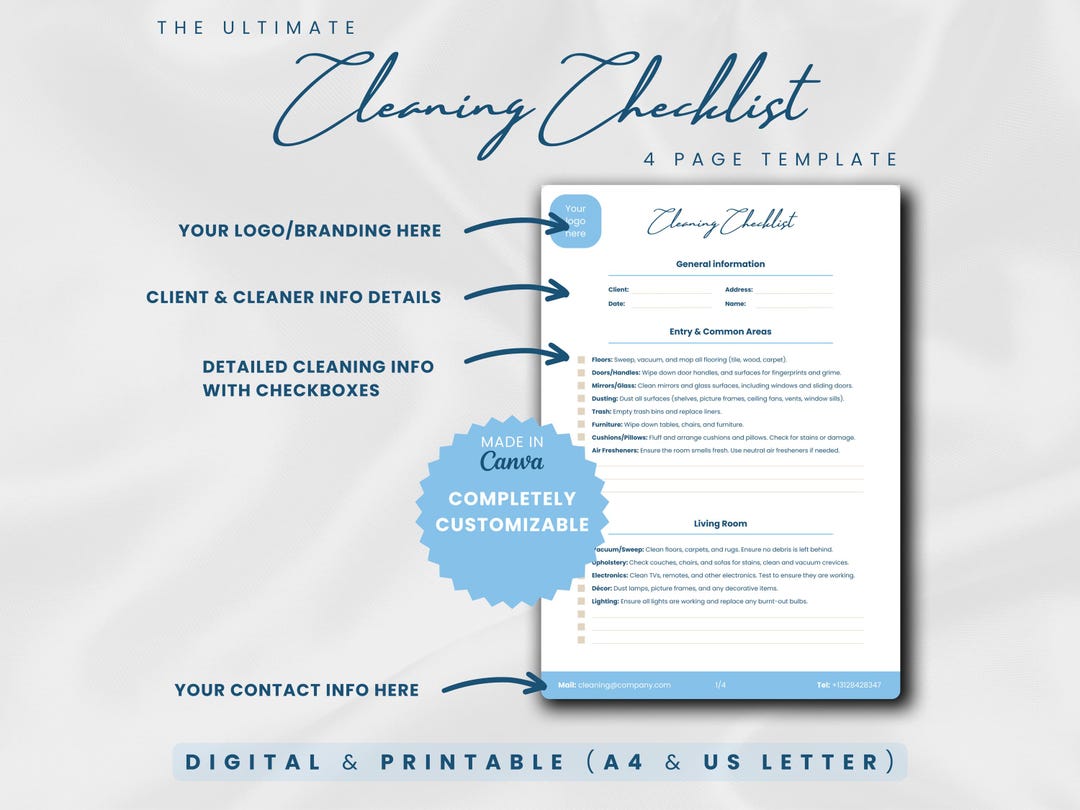 Cleaning Checklist Template for Airbnb VRBO Booking | Vacation Rental ...