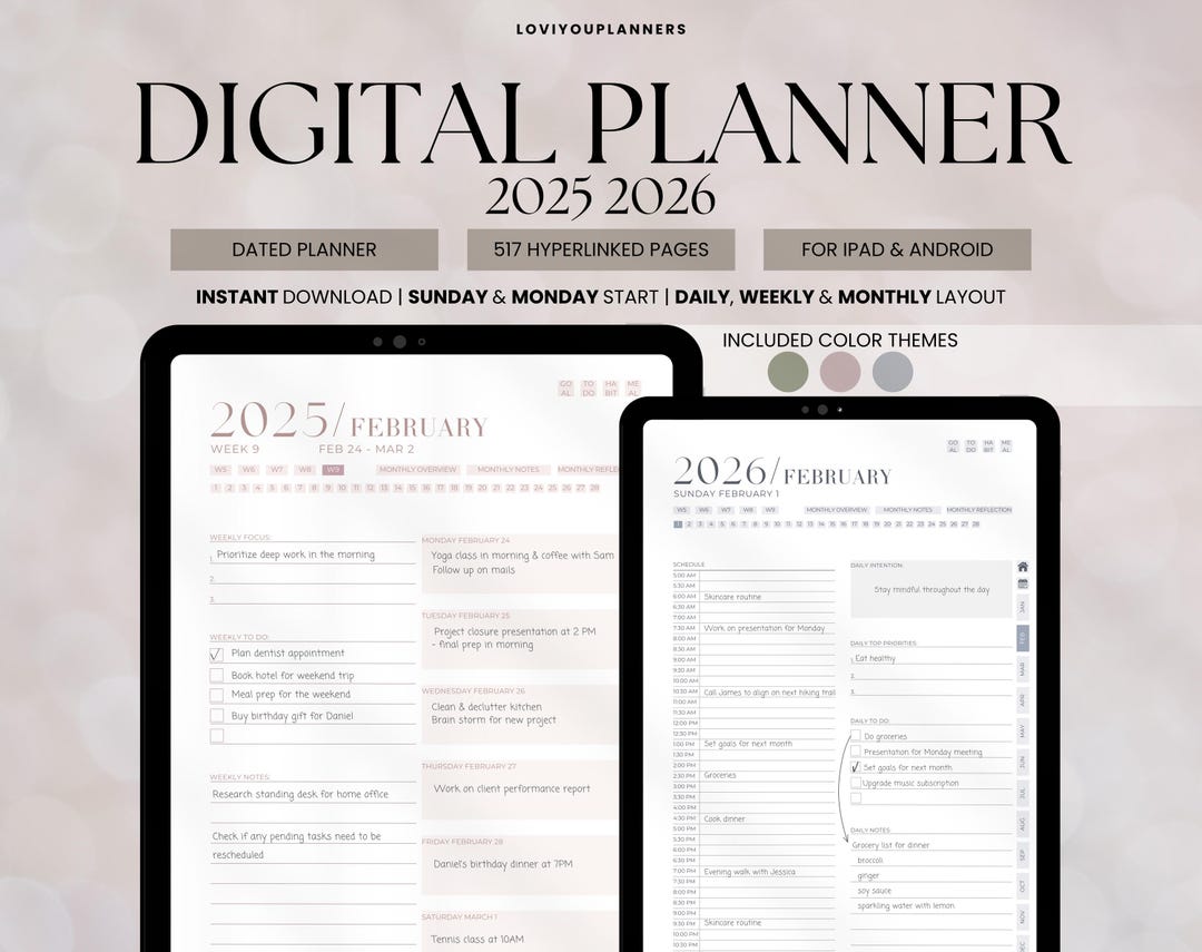 Digital Planner 2025 2026, Goodnotes Notability Android iPad Compatible ...