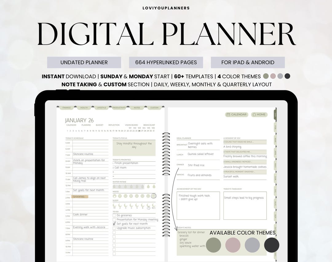 Digital Planner Undated, 2025 Digital Planner Bundle, Compatible With ...