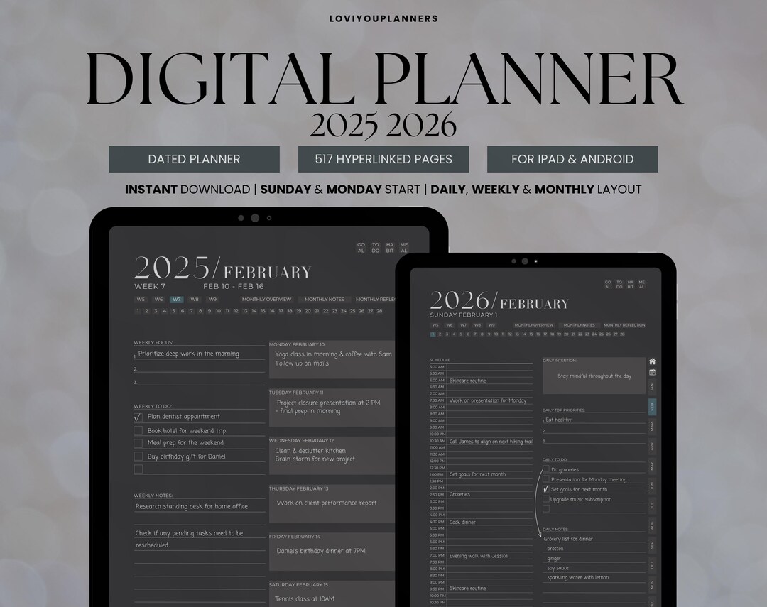 Digital Planner 2025 2026, Goodnotes Notability Android iPad Compatible ...