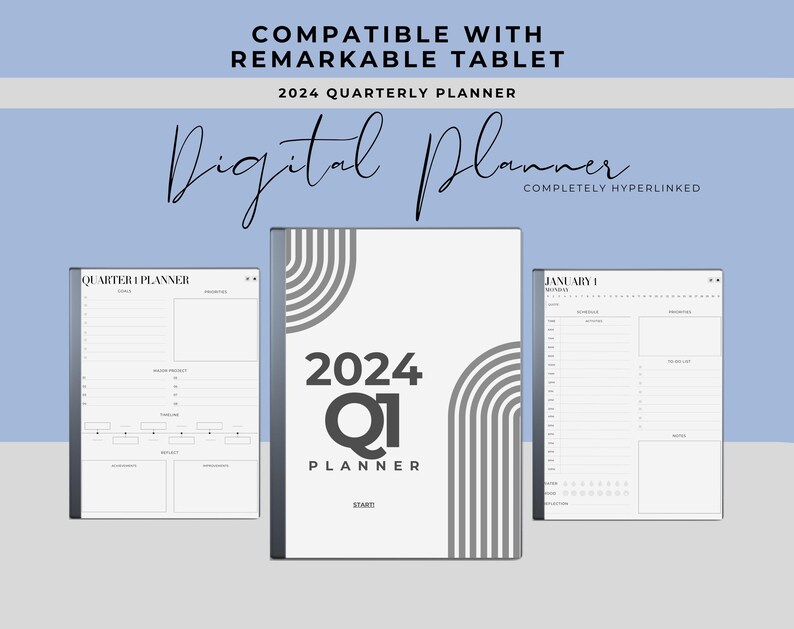 2024 Quarterly Planner Compatible With Remarkable 2 Templates, Q1 Q2 Q3 ...