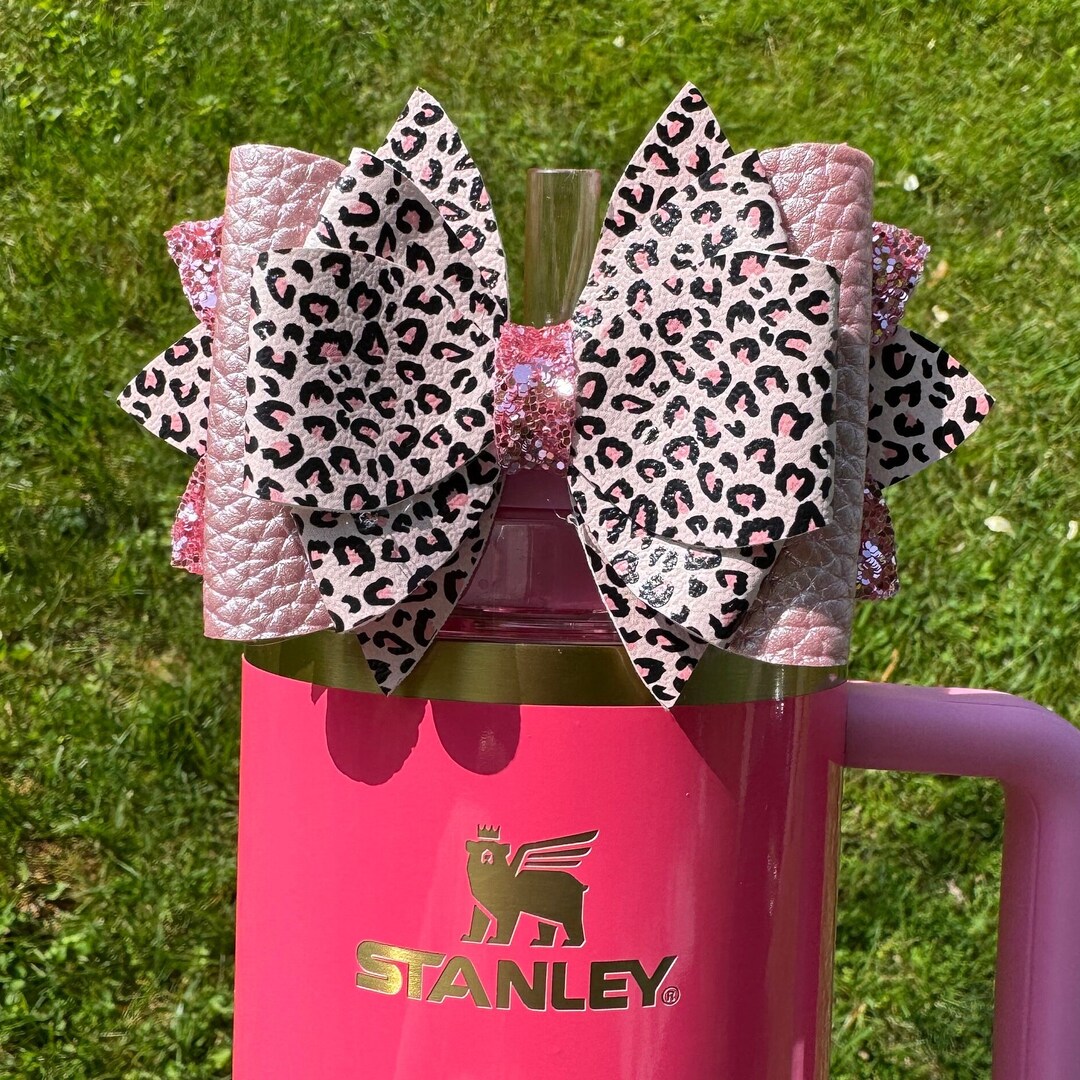 Pink Leopard Tumbler Bow - Etsy