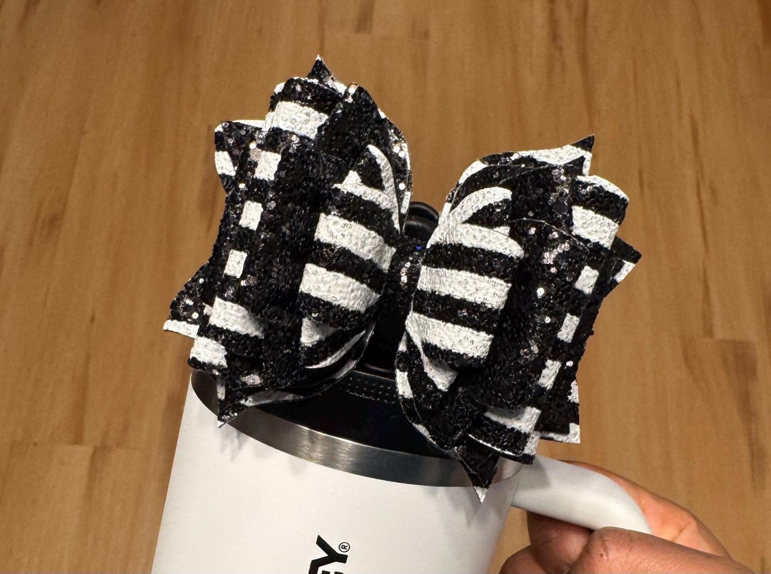 Black and White Thick Tumbler Bow - Etsy
