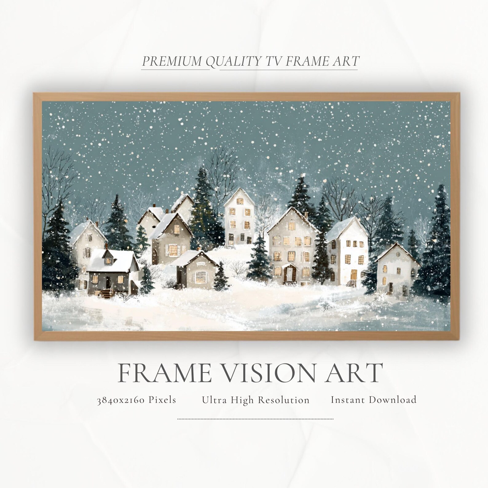 Snowy Winter Village • Christmas Cottage Scene • Cosy Samsung Frame TV ...
