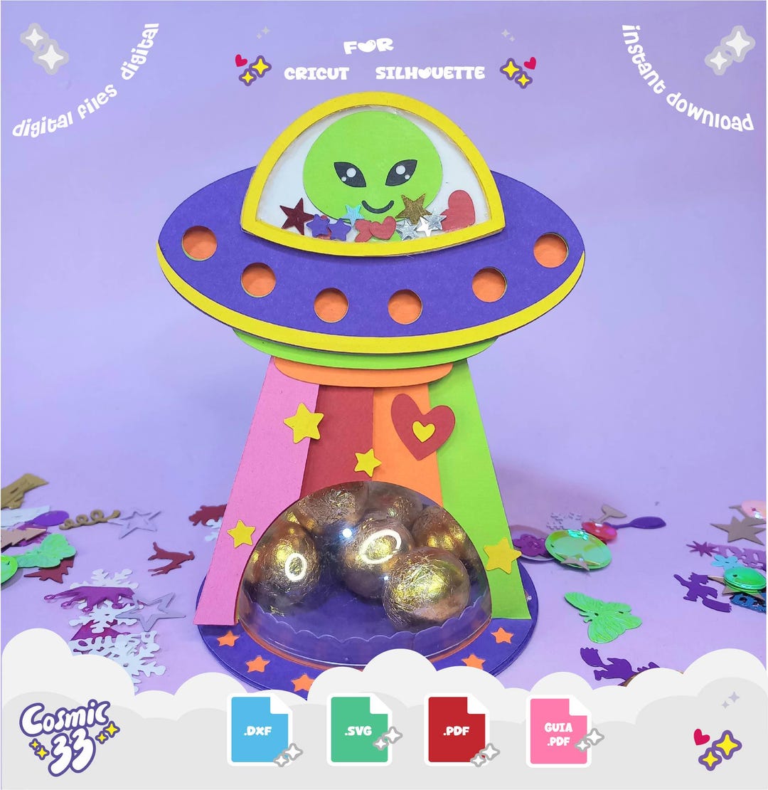 Spaceship-ufo Candy Holder Templates With Dome 8cm. / PDF-SVG-DXF ...