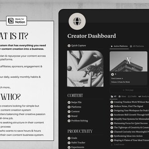 Content System for Notion Dark Mode Creator Dashboard Personal Brands ...