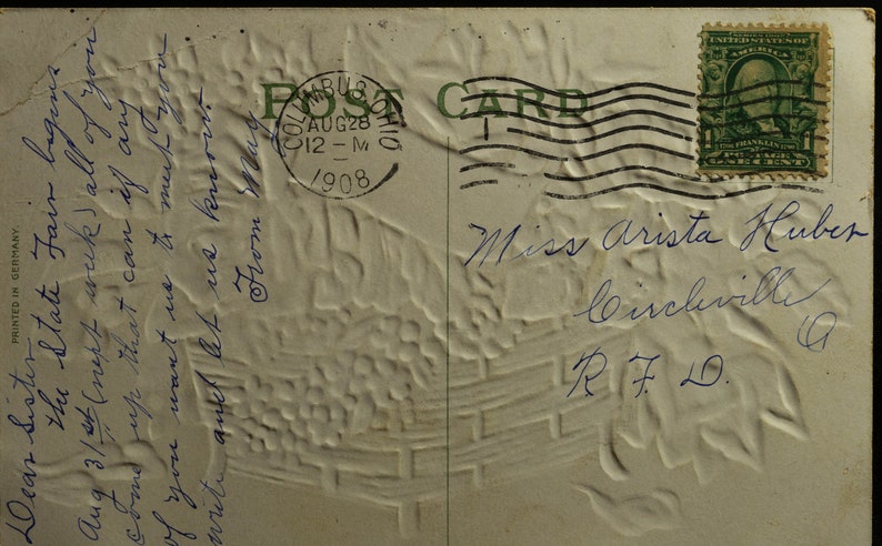 Antique Postcard With 1908 Postmark and Handwritten Message - 1 Cent ...