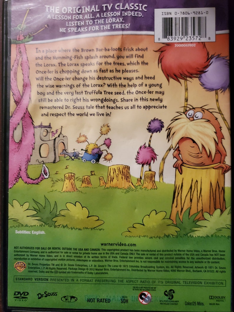 Dr. Seuss' the Lorax Animated DVD | Perfect for Kids' Movie Nights ...