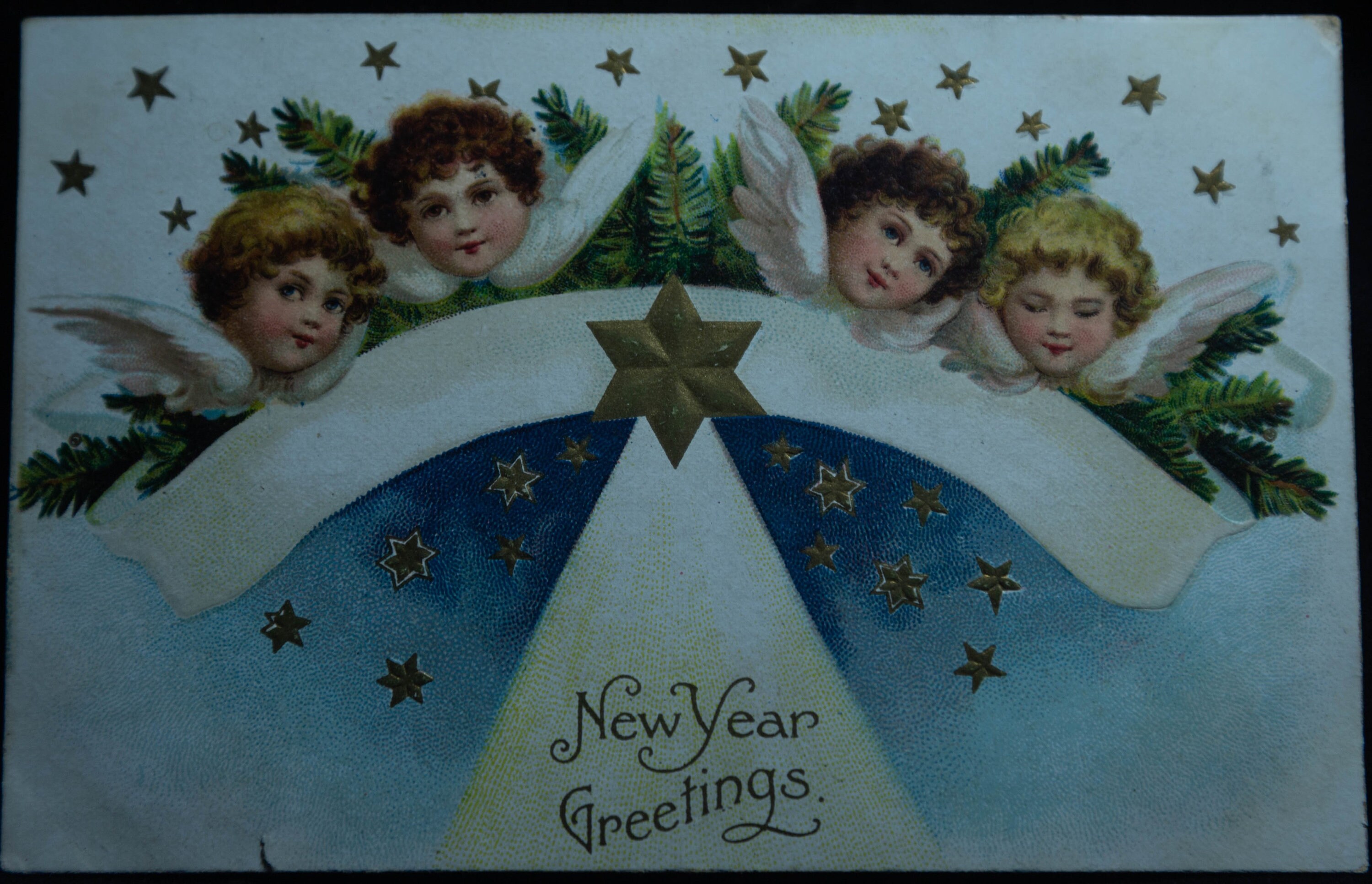 Antique New Years Card With Handwritten Note on Reverse - Collectible ...