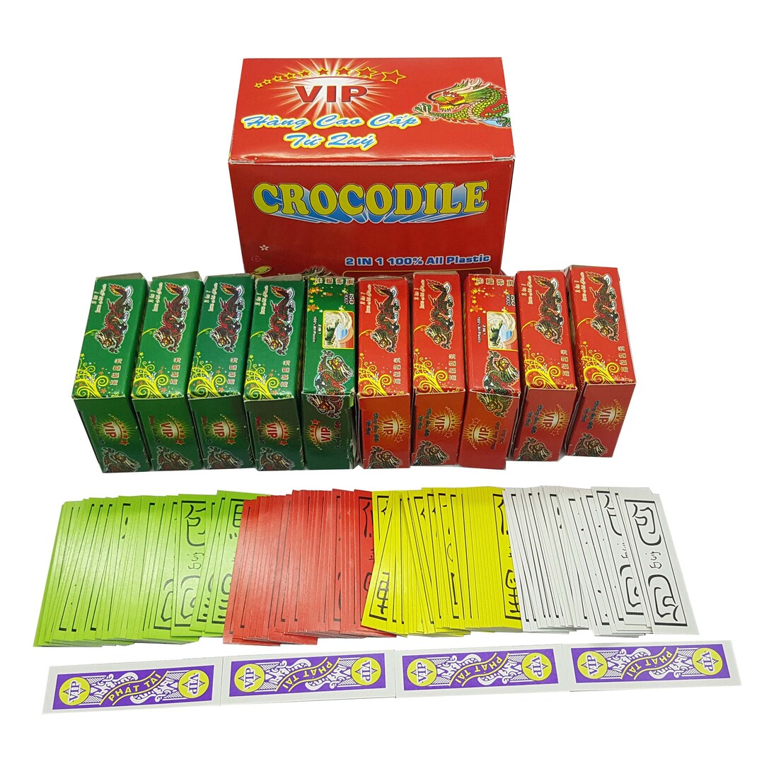 Asian Four Color Playing Cards: Red Yellow Blue White. Vietnam Call Bai ...