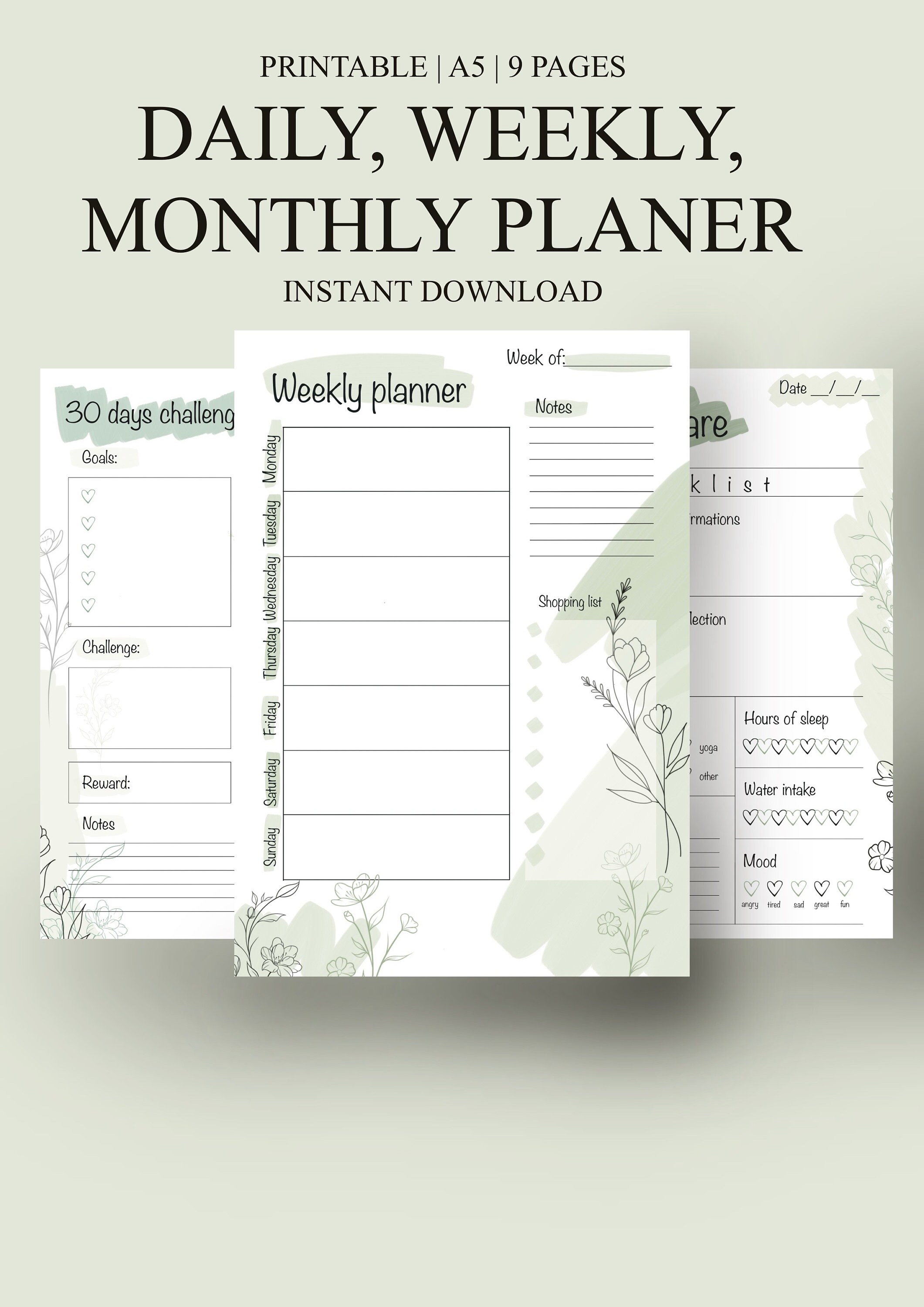 Printable Planner A5 - Etsy