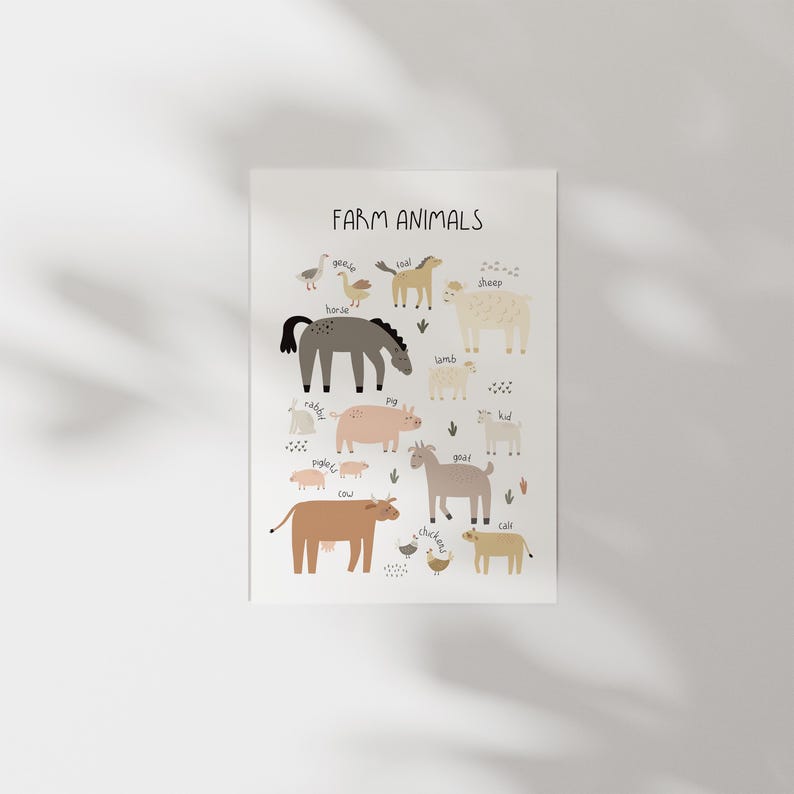 Farm Animals Poster | Farm-themed Wall Art Printables | Nursery Wall ...