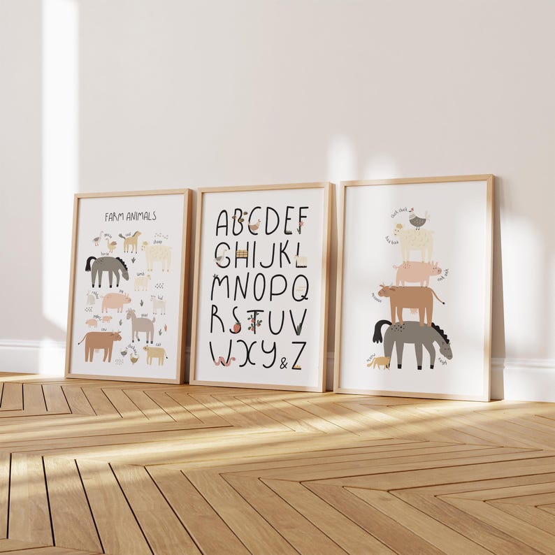 Farm Alphabet Poster | Farm-themed Wall Art Printables | Nursery Wall ...