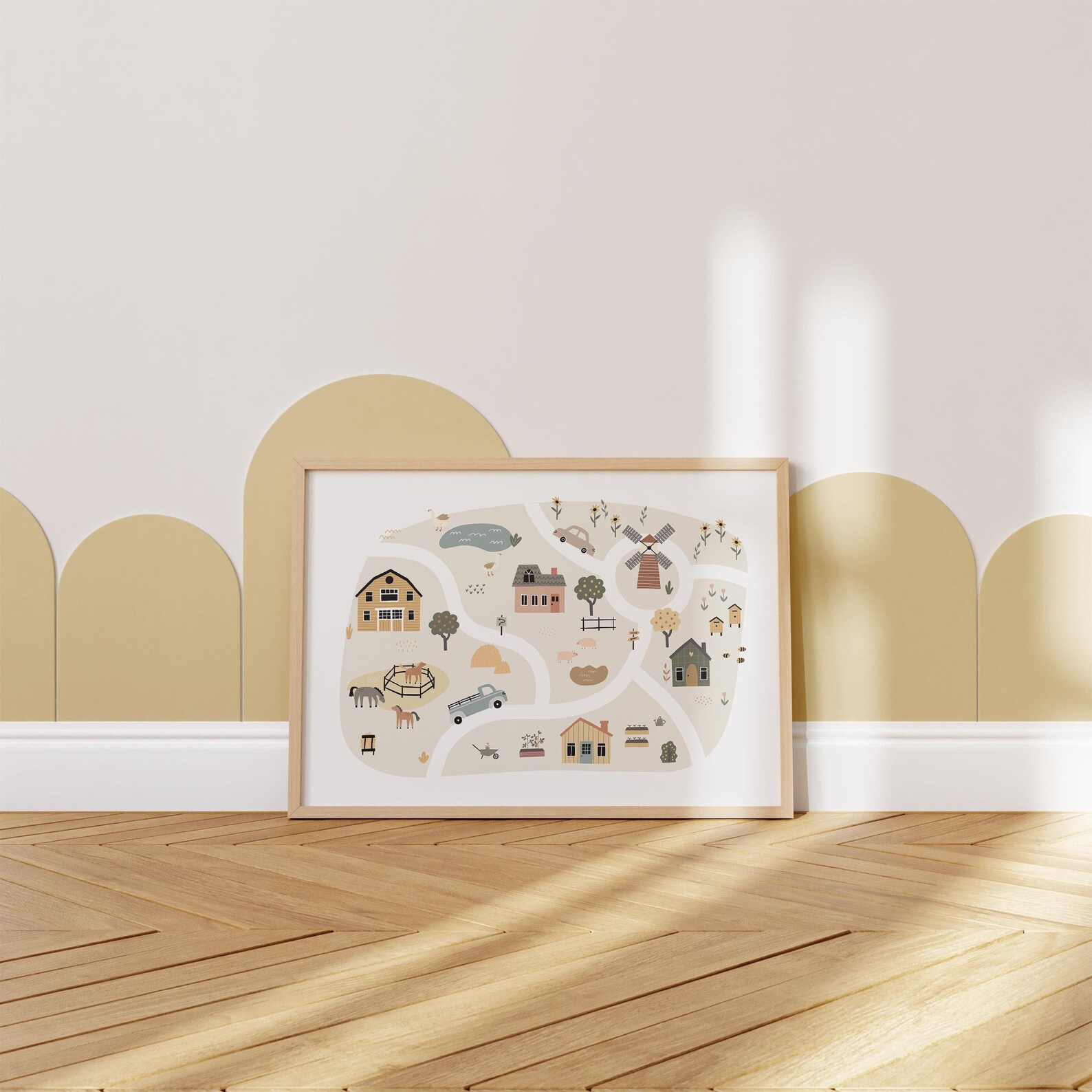 Farm Map Kids Poster | Farm-themed Wall Art Printables | Nursery Wall ...