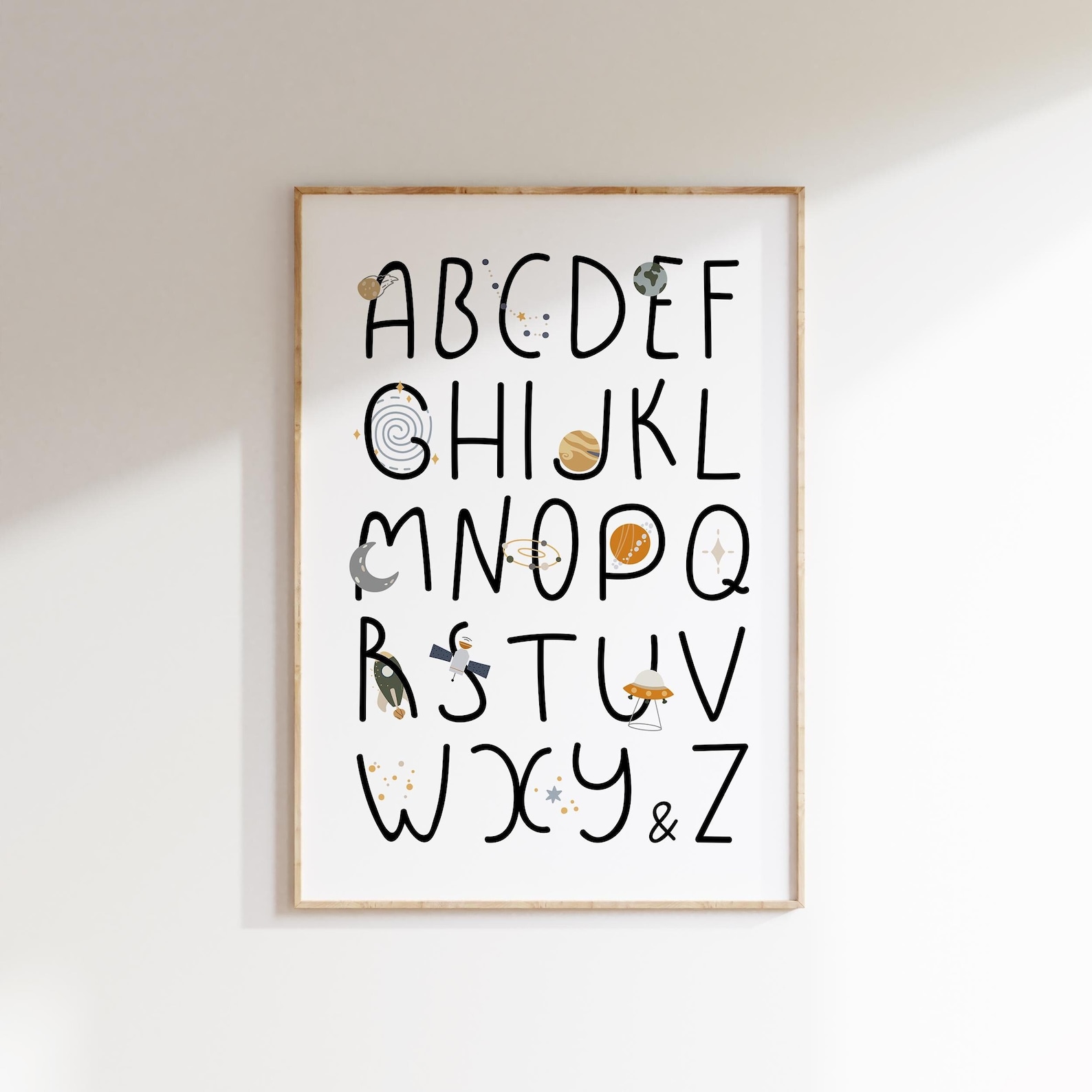 Space Alphabet Print Space-themed Wall Art Printables Nursery Wall ...