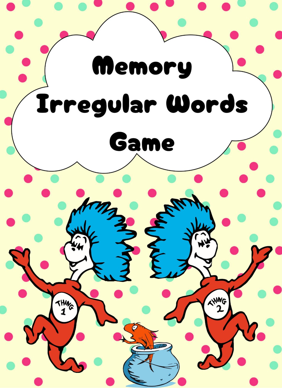 Dr. Seuss Memory Irregular Words Game Fun Matching Game Fun Irregular ...
