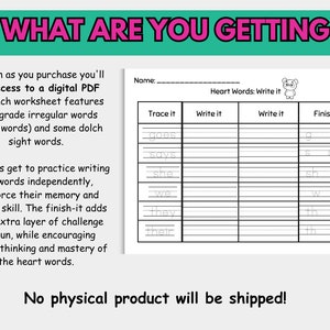 First Grade Heart Words Set First Grade Printable First Grade Printable ...