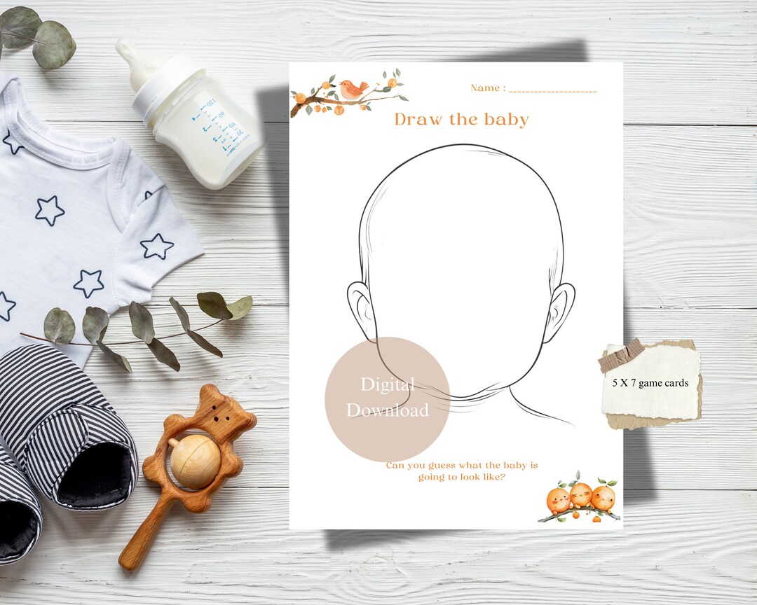 Baby Shower Games, Draw the Baby Game Cards, Printable Games, Cutie ...