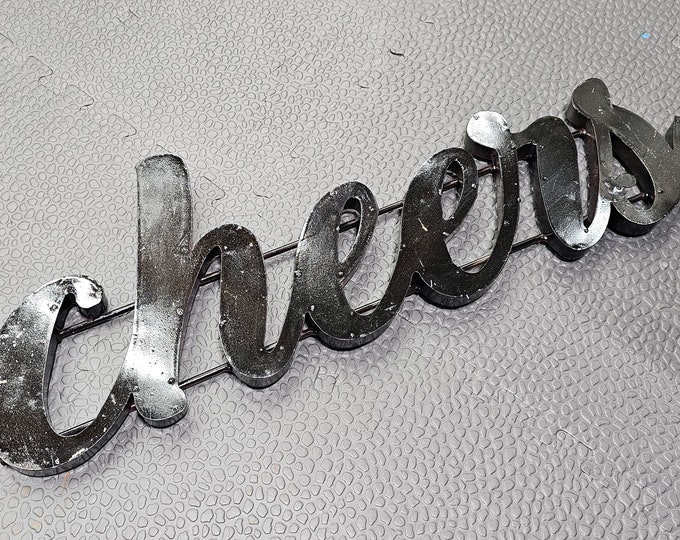 Handcrafted Repurposed Metal Cheers Sign Black - Etsy
