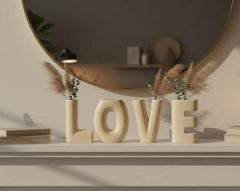 3D Printable LOVE Letter Decor Set, Minimalist Home Accent - Etsy