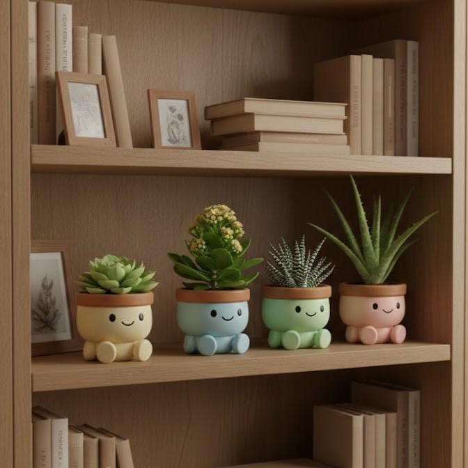 Chibi Planter Pot STL | Kawaii Succulent Pot | 3D Printer File | Desk ...
