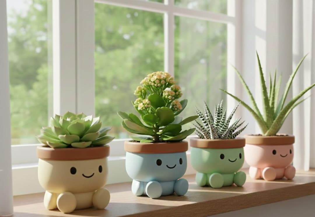 Chibi Planter Pot STL | Kawaii Succulent Pot | 3D Printer File | Desk ...