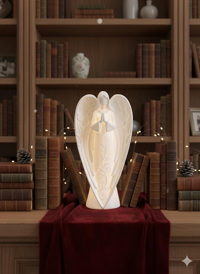 Light up Angel Statue STL File | 3D Print Model, Christmas Mantel Decor ...