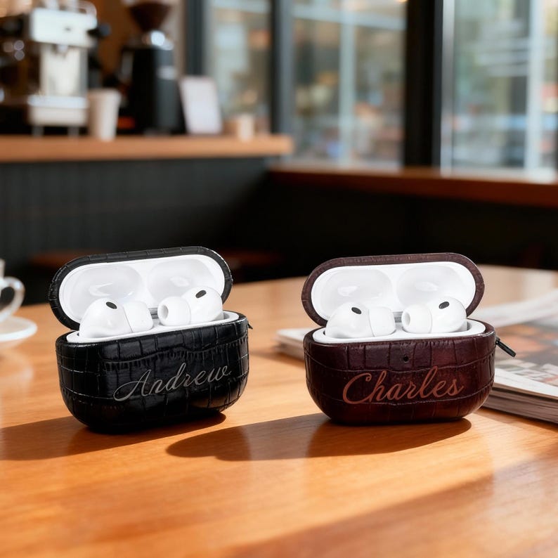 Personalized Leather Airpods Case, Custom Engraved Monogram, Airpods 1 ...