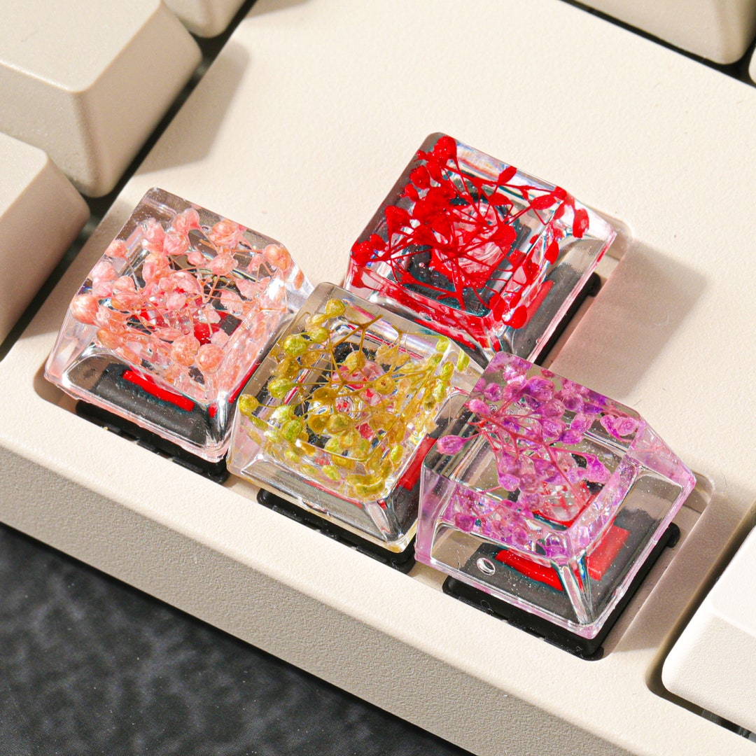 Resin Transparent Flower Keycaps, Splined Keycaps, Real Flowers Keycaps ...