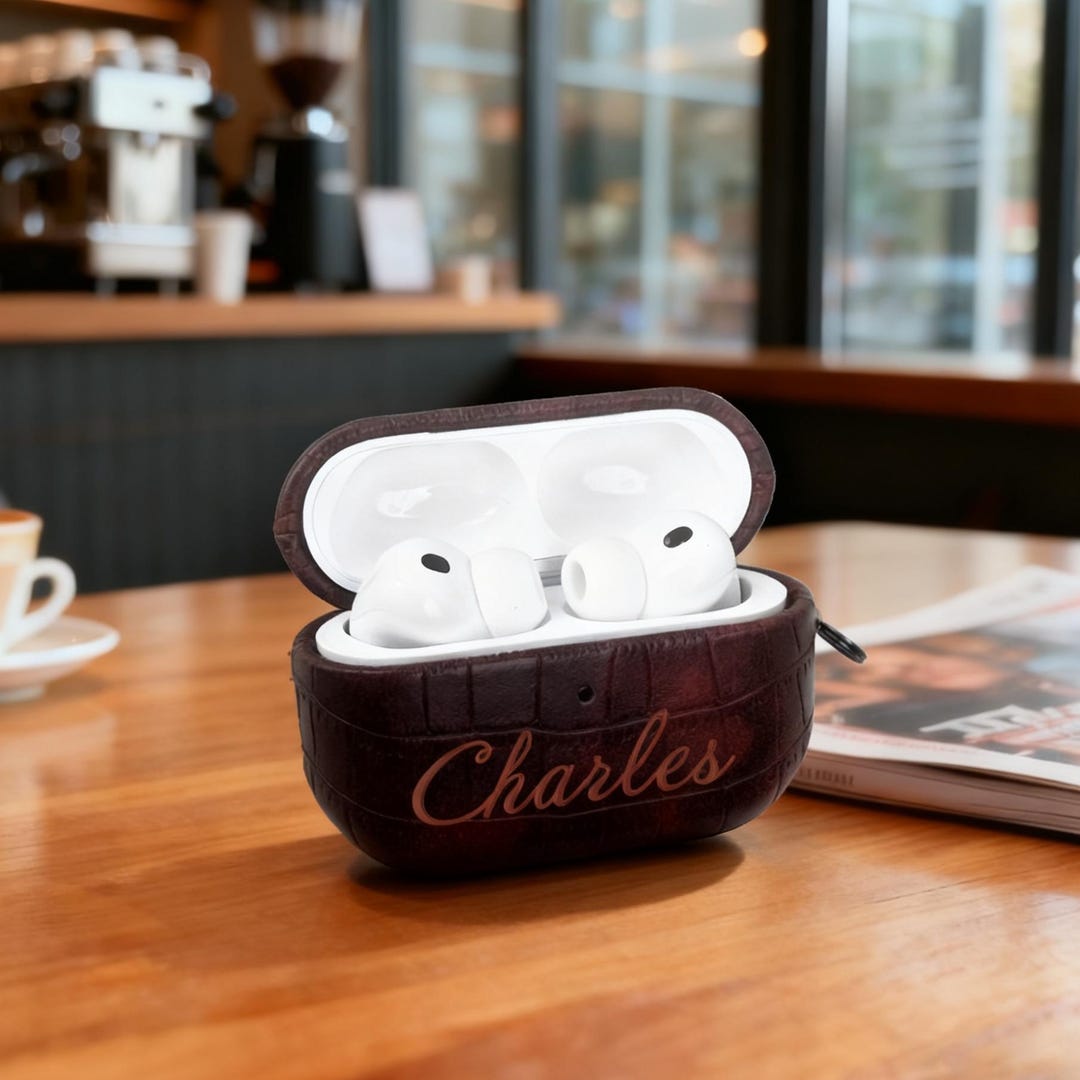 Personalized Leather Airpods Case, Custom Engraved Monogram, Airpods 1 ...